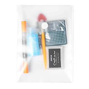 YOAVIP Small 7x9 A5 Clear Plastic Envelopes Hook Loop Closure 30 Packs