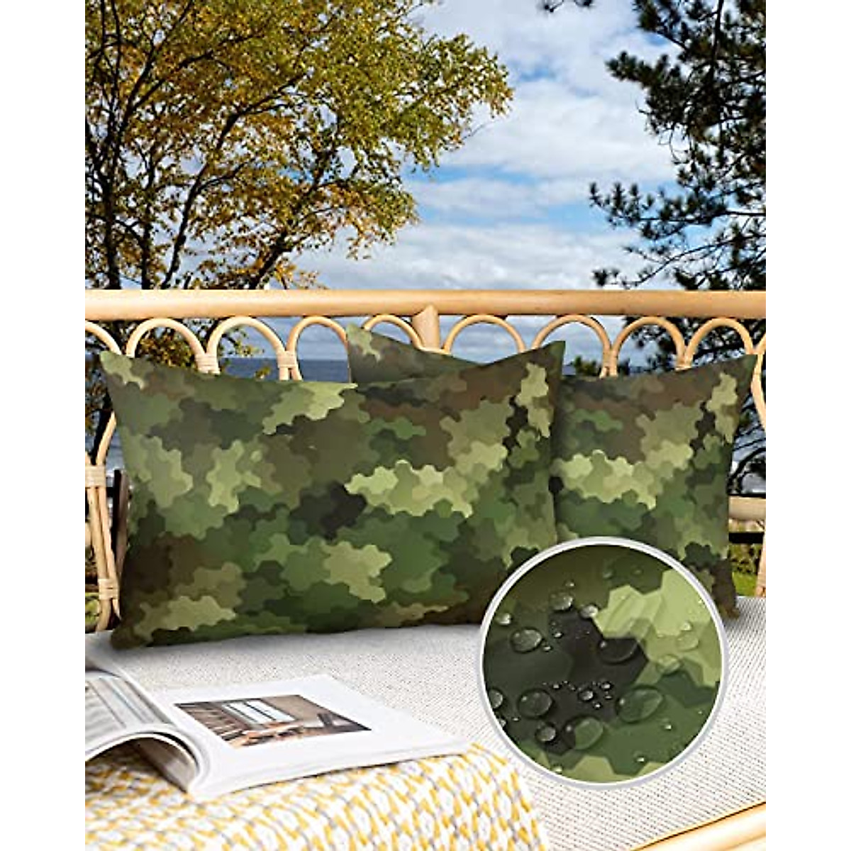 Meet 1998 Throw Pillow Covers 20x12 - Set of 2 Waterproof Pillow Cushion Cases,Camo Pillowcases Decorative Outdoor Pillow Cover for Sofa Couch Bedroom