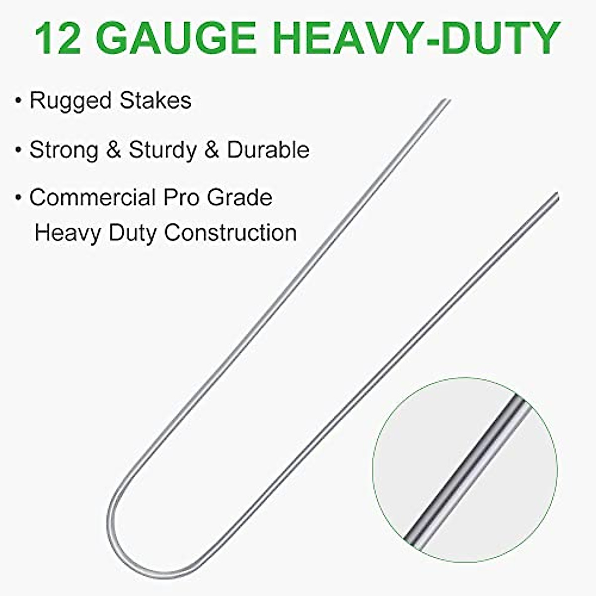 GROWNEER 50 Packs 6 Inches Heavy Duty 12 Gauge Galvanized Steel Garden Stakes Staples Securing Pegs for Securing Weed Fabric Landscape Fabric Netting Ground Sheets and Fleece
