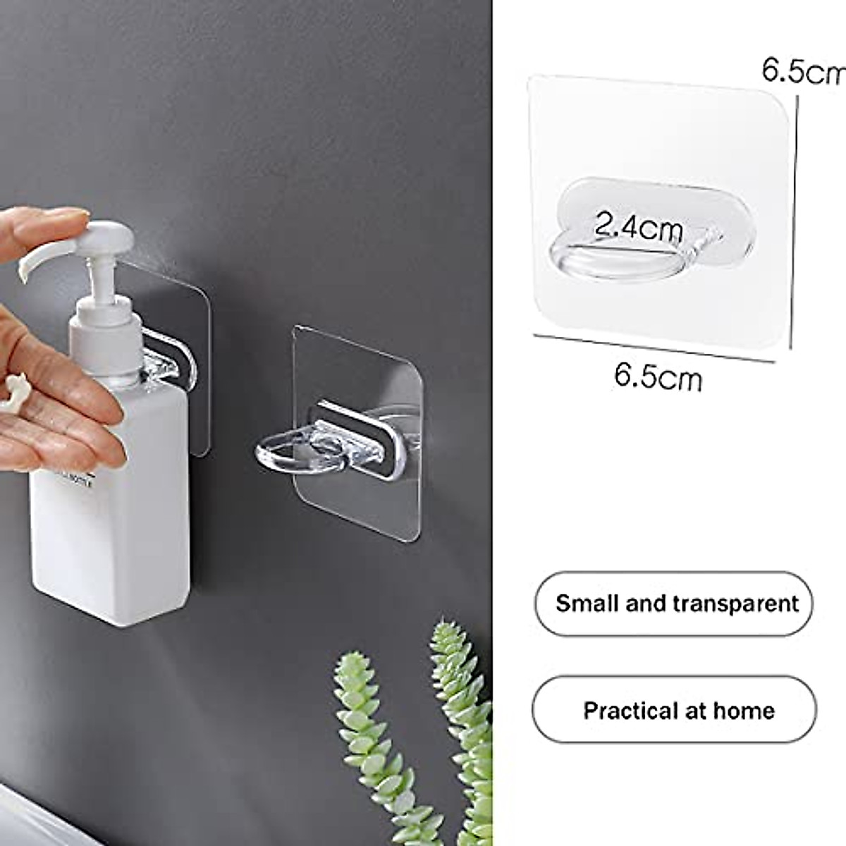 ZQSM New Shower Gel Bottle Rack Hook,Drill Free Transparent and Traceless O Ring Hooks,Shower Gel Bottle Rack Hook Bracket，Multifunctional Round Hook self Adhesive Wall Mounted (20PCS)