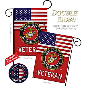 US Marine Corps Veteran Garden Flag - Armed Forces USMC Semper Fi United State American Military Retire Official - House Decoration Banner Small Yard Gift Double-Sided Made in USA 13 X 18.5