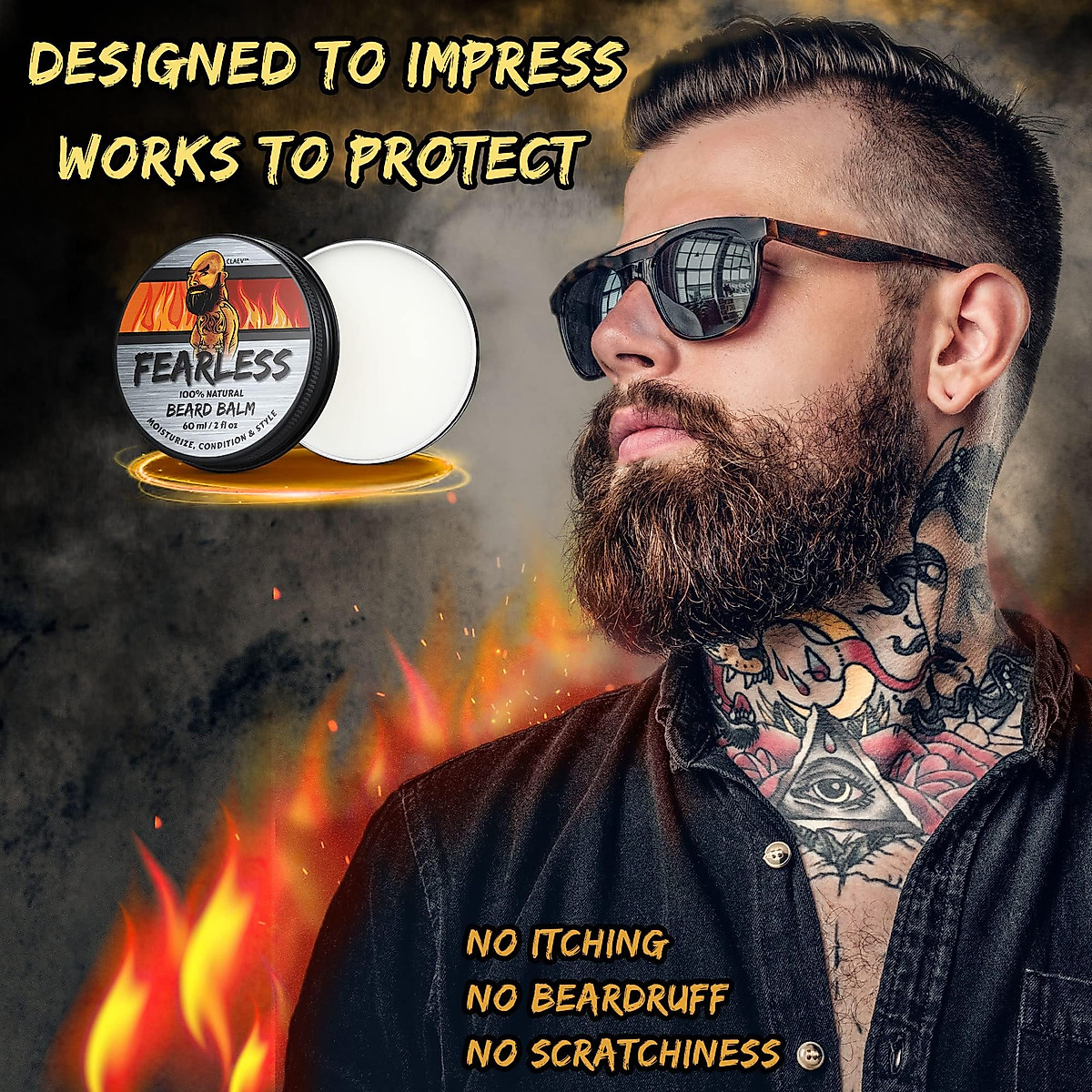 Claev Beard Balm (2 oz), 100% Top-Grade Natural Beard Conditioning & Styling Balm, Designed for Rugged, Active, or Outdoorsy Men, Includes Shea Butter, Vegan Beeswax, Cedarwood Oil, is a US Company