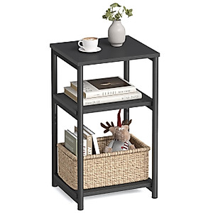 VASAGLE Side Table, Small End Table, Tall Nightstand for Living Room, Bedroom, Office, Bathroom, Classic Black ULET273B16