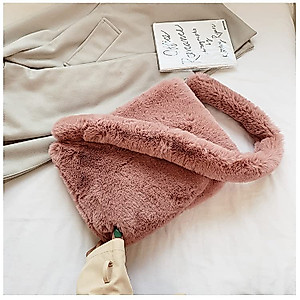 JARPSIRY Plush Underarm Bag Ladies Faux Fur Fluffy Crossbody Shoulder Bag Women Soft Furry Tote Handbag for Autumn and Winter