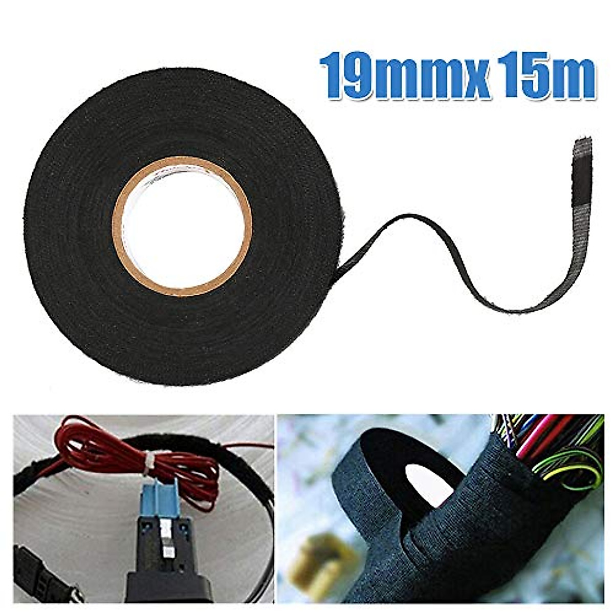 Wire Loom Harness Tape, Wiring Harness Cloth Tape, Adhesive Fabric Tape, High Temperature Resistant Automotive Wiring Harness Tape,(19 mm X 13m,3 Rolls)