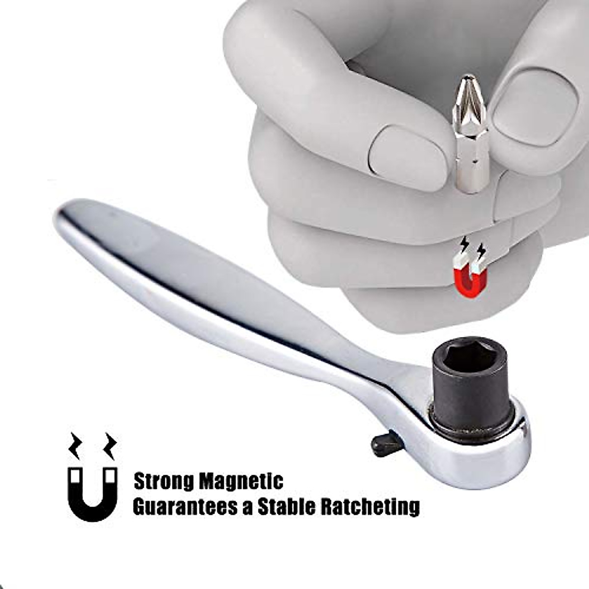 SHARDEN 32 in 1 Ratchet Screwdriver Bit Set with Right Angle Offset 1/4" High Torque Driver Handle, Socket Adapter, Extension Bit Holder, S2 Multi Bits for Ratchet Wrench, Screwdriver