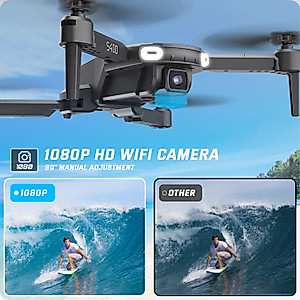 SOTAONE S400 Mini Drone for Kids with 1080P HD FPV Camera, Foldable Remote Control Helicopter Toys Gifts for Boys Girls with Auto-hovering, One Key Start/Land, Self-spin, 3D Flips 3 Speeds 2 Batteries