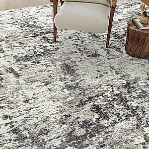 HUGEAR 6x9 Machine Washable Rugs Gray Large Area Rug 3D Textured Rug Abstract Low Pile Carpet Distressed Throw Aesthetic Rug Bedroom Living Room Office Dining Room Kitchen Laundry Room