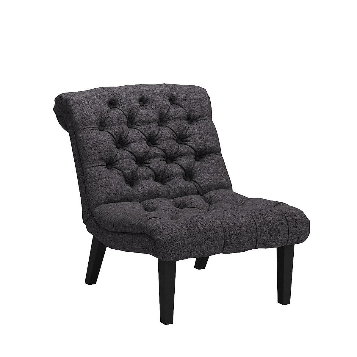 Yongqiang Upholstered Accent Chair for Bedroom Living Room Chairs Armless Slipper Chair with Wood Legs Gray Fabric