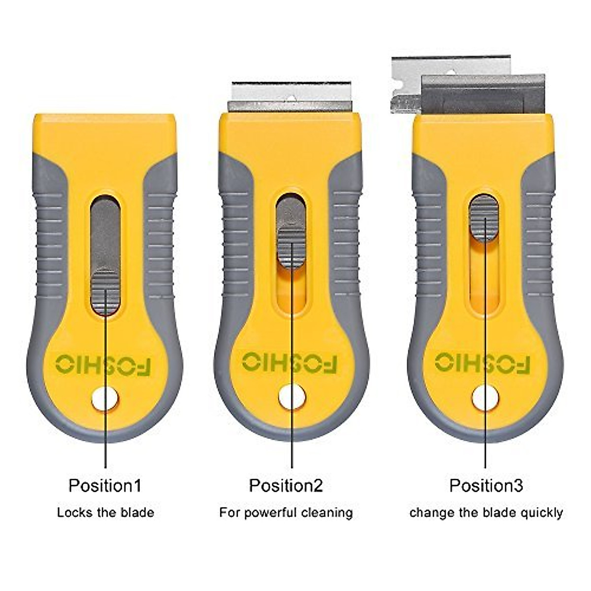 FOSHIO Multi-Purpose Window Tint Removal Tool Set with Long Handle Razor Blade Scraper, Retracted Metal Razor, Mini Plastic Scraper, Microfiber Cleaning Cloth, 20 Bonus Razor Blades