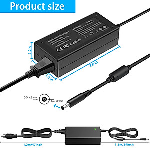 Laptop Charger Cord for Dell Inspironn, 19.5V 3.34A 65W 60W 19.5V 2.31A 45W AC to DC Power Adapter with 7.4 * 5.0mm 4.5 * 3.0mm Charging Connectors.