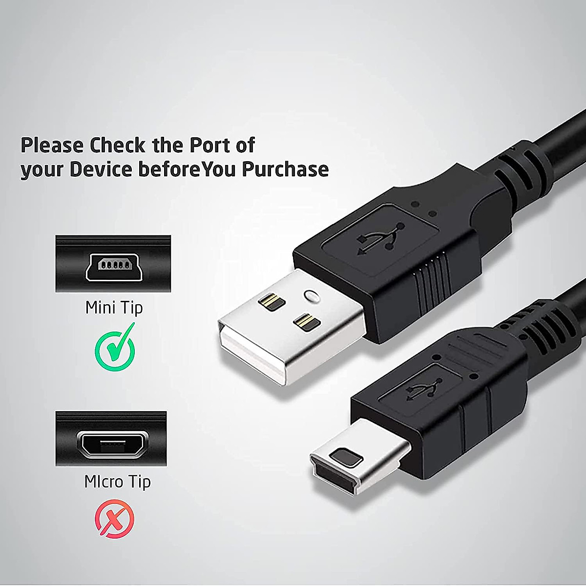 BRENDAZ Mini USB Cable 15ft., Durable USB Mini to USB Charging Cord & Data Transfer Compatible with GoPro HERO4 Hero 3+, Garmin GPS, TI-84 Plus, TI84 Calculator, Dash Cam, DSLR Camera, USB Mic.