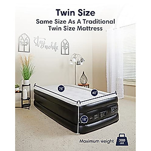 OlarHike Inflatable Twin Air Mattress with Built in Pump,18"Elevated Durable Air Mattresses for Camping,Home&Guests,Fast&Easy Inflation/Deflation Airbed,Black Double Blow up Bed,Travel Cushion,Indoor