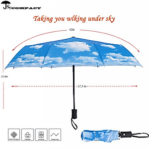 SY COMPACT Travel Umbrella Windproof Automatic LightWeight Unbreakable Umbrellas-factory outlet umbrella (Blue)