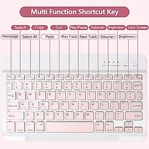 Keyboard Case for iPad 10.2" 9th 8th 7th Generation, with Detachable Bluetooth and Pencil Holder, 10.2 Inch/iPad Air 10.5"(3rd Gen)/iPad Pro 10.5 in, Auto Sleep/Wake Function (Pink)