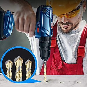 10 Pieces Masonry Drill Bits Set Glass Drilling Bits for Ceramic Tile Wood Porcelain Mirror Plastic Marble Wall with Strength Carbide Tips in Sizes-1/8, 5/32, 3/16, 1/4, 5/16, 3/8, 1/2 Inch, Gold