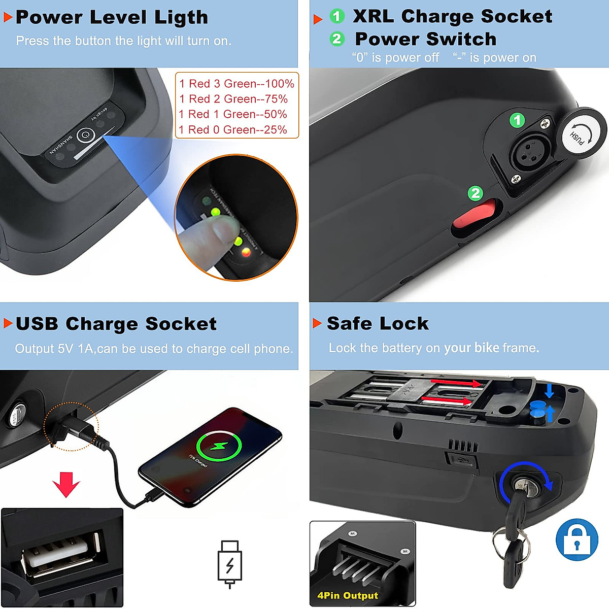 FcotMiue Ebike Battery Pack 52V 15Ah Electric Bike Downtube Batteries for 500W 750W 1000W Bafang Voilamart AW Ebikeling and Other Motor Convertion kit DIY