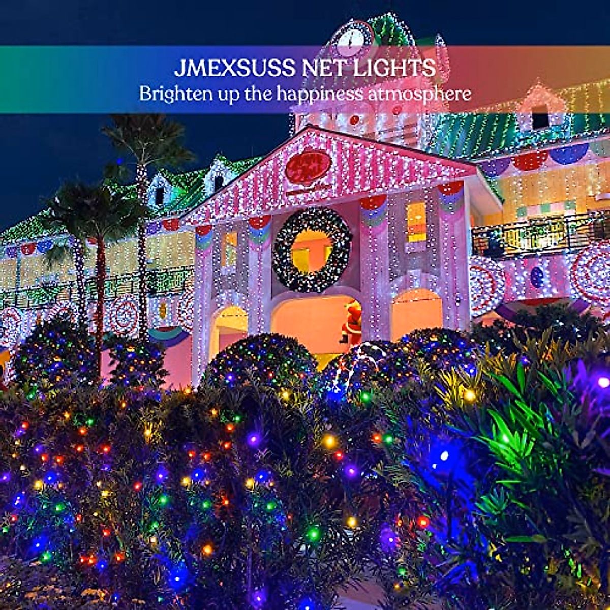 JMEXSUSS Solar Net Mesh String Lights Outdoor Waterproof Lights, 8 Modes Remote Control Waterproof Solar Net Lights Outdoor Green Wire 9.8ft x 6.6ft 320 LED Mesh Lights（Multi Color）…