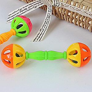 SONGBIRDTH Parrot Chew Toys - Pet Bird Parrot Hollow Double-Head Bell Ball Rattle Bite Chew Interactive Toy for Medium and Small Parrot Random Color
