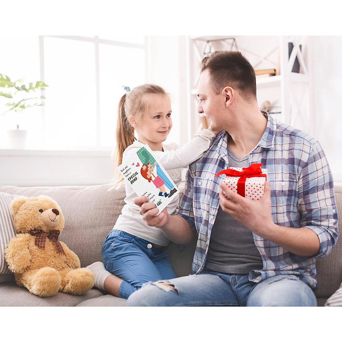 WaaHome Happy Fathers Day Card for Dad from Daughter, Dad and Daughter Fathers Day Gift Card, Fathers Day Gift Card for Men, Dad Birthday Card with Envelope