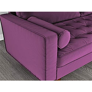 Container Furniture Direct Womble Modern Velvet Upholstered Living Room Diamond Tufted Chesterfield Loveseat with Gleaming Nailheads, Purple
