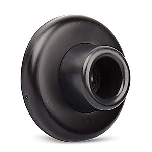 KOVOSCH Concave Wall Door Bumper Stop Black – 2-1/2” Outside Diameter Stainless Steel Cover with 1-1/8” Black Rubber Bumper – Easy to Install with Screw