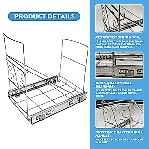 Luvitory Pull Out Trash Can Under Cabinet, Under Sink Trash Can, Adjustable Cabinet Trash Can Pull Out Kit, Cabinet Garbage Shelf Pull Out for Kitchen Counter-Trash Can Not Included