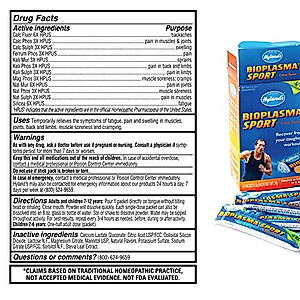 Electrolyte Powder Bioplasma Sport Cell Salts by Hyland's, Natural Relief of Fatigue, Pain and Swelling, 12 Count