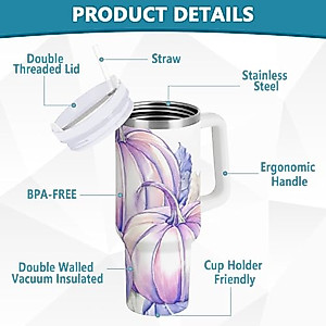 ODAWA 40oz Pastel Pumpkin Insulated Tumbler Cup with Straw and Handle, Vacuum Insulated Tumbler