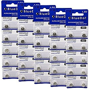 BlueDot Trading AG3 LR41 SR41 392 196 Alkaline Button Coin Cell 1.55v Battery for Watches, Calculators, Toys, Other Electronic Products, Quantity 50 pcs-Pack