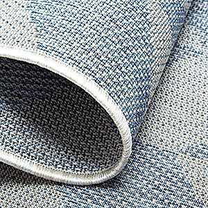 Nicole Miller New York Patio Country Calla Contemporary Herringbone Indoor/Outdoor Area Rug, Blue/Grey, 7'9"x10'2"