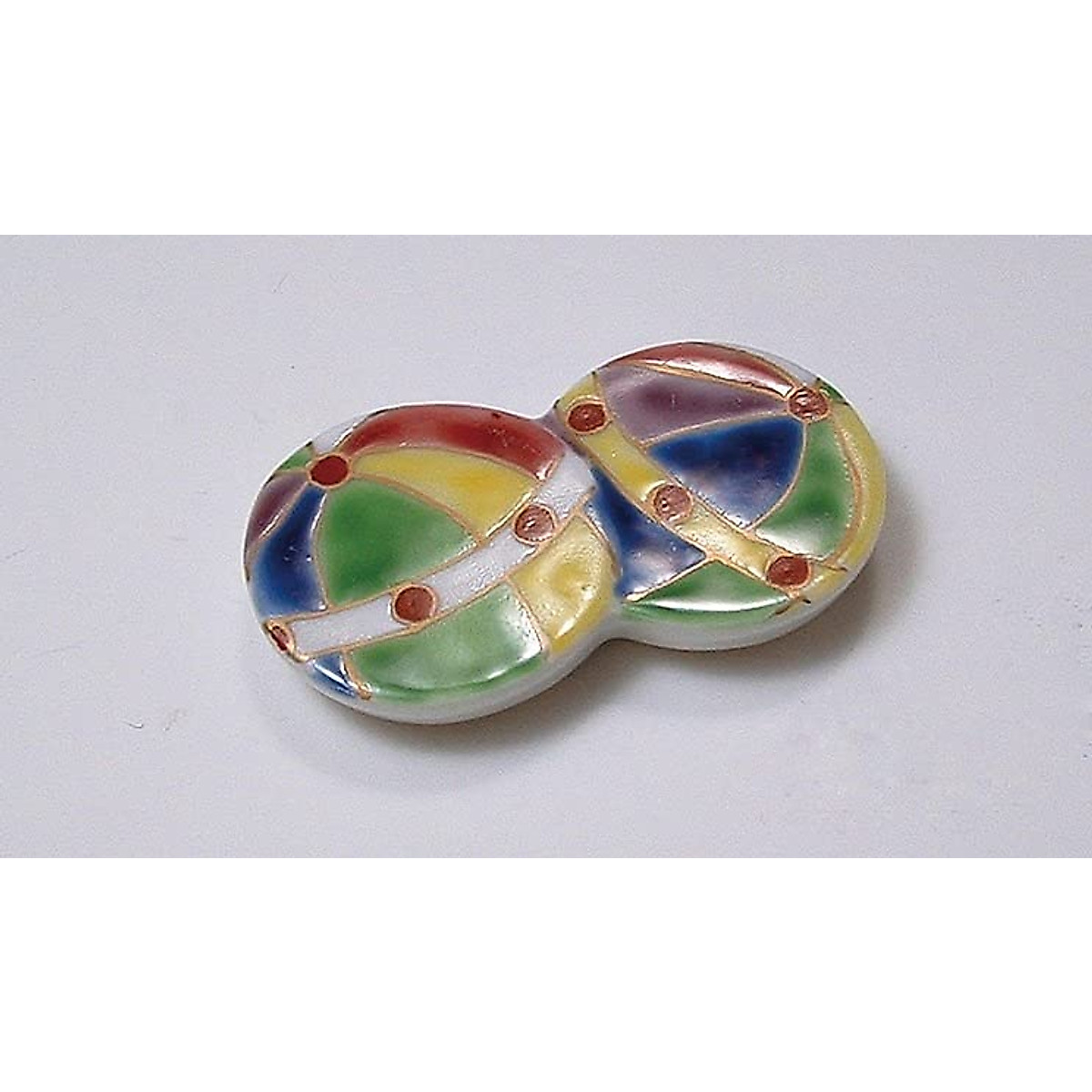 Kyo-yaki. Set of 5 Japanese chopstick spoon rest temari. Paper box. Porcelain.