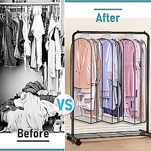 MISSLO 3 Pack 40" All Clear Suit Bags for Closet Storage + 3 Pack 50" Dress Bags for Closet Storage