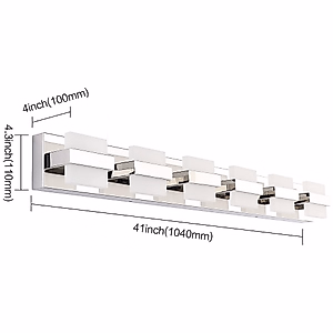 SOLFART Dimmable Modern 6 Lights Vanity Lights for Bathroom LED Bathroom Vanity Lights Over Mirror Chrome