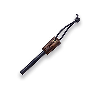 Joker Hunting Knife Canadiense CN114-P, Walnut Wood Handle, with Leather Sheath, Blade 4.13 inches of SANDVIK 14C28N, Includes Fire Starter, Tool for Fishing, Hunting, Camping and Hiking