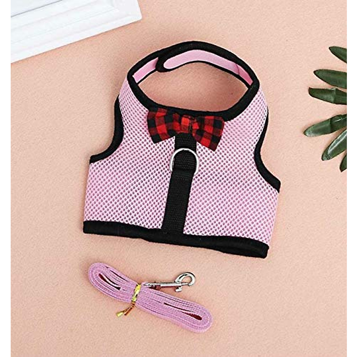 sonicbee Multipurpose Rabbits Hamster Vest Harness with Leash Bunny Mesh Chest Strap Harnesses Ferret Guinea Pig Small Animals Pet Accessories (L, Blue)