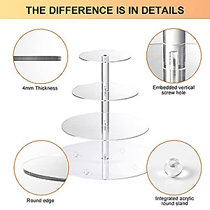 Cupcake Stand, 4 Tier Round Acrylic Cupcake Display Stand Holder, Clear Dessert Pastry Tower for Wedding, Birthday, Theme Party, Baby Shower