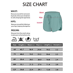 EXARUS Girls Athletic Shorts Running 2 in 1 Cheer Track Workout with Pockets Sports Dolphin for Kids Green 8Y