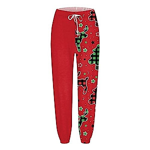 Flare Sweatpants,Womens Sweatpants with Pockets Christmas Print Elastic Waisted Joggers Pants Graphic Print Straight Leg Baggy Sweatpants Red Wine Glass Graphic Print Pink XL