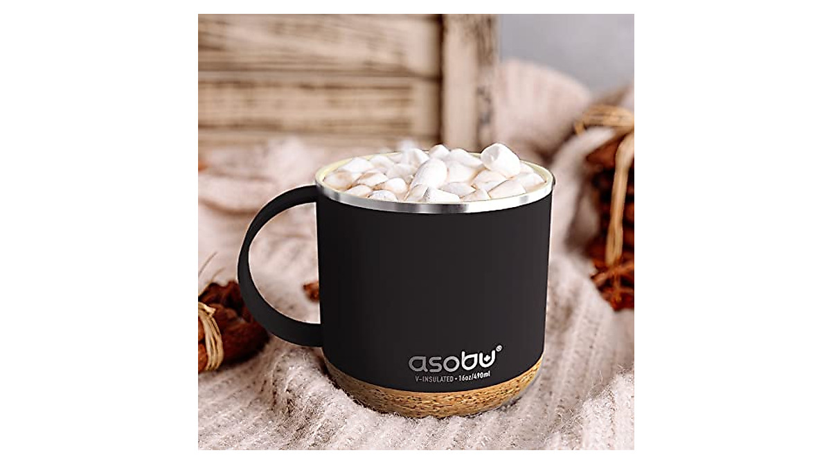 Asobu Infinite Insulated Coffee Mug with Ceramic Coating & Cork Coaster