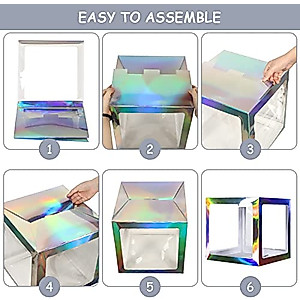 ToBsoft 4pcs Baby Shower Boxes with 52 Letters (2 Set A-Z ) Letters and 32 Balloons White Clear Balloon Box Blocks for Baby Shower and Birthday Party, Blue