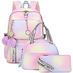 Spotted Tiger School Backpack for Girls Backpack with Lunch Box Aesthetic Backpack for Teen Girl Backpack School Bag Bookbag (Pink)