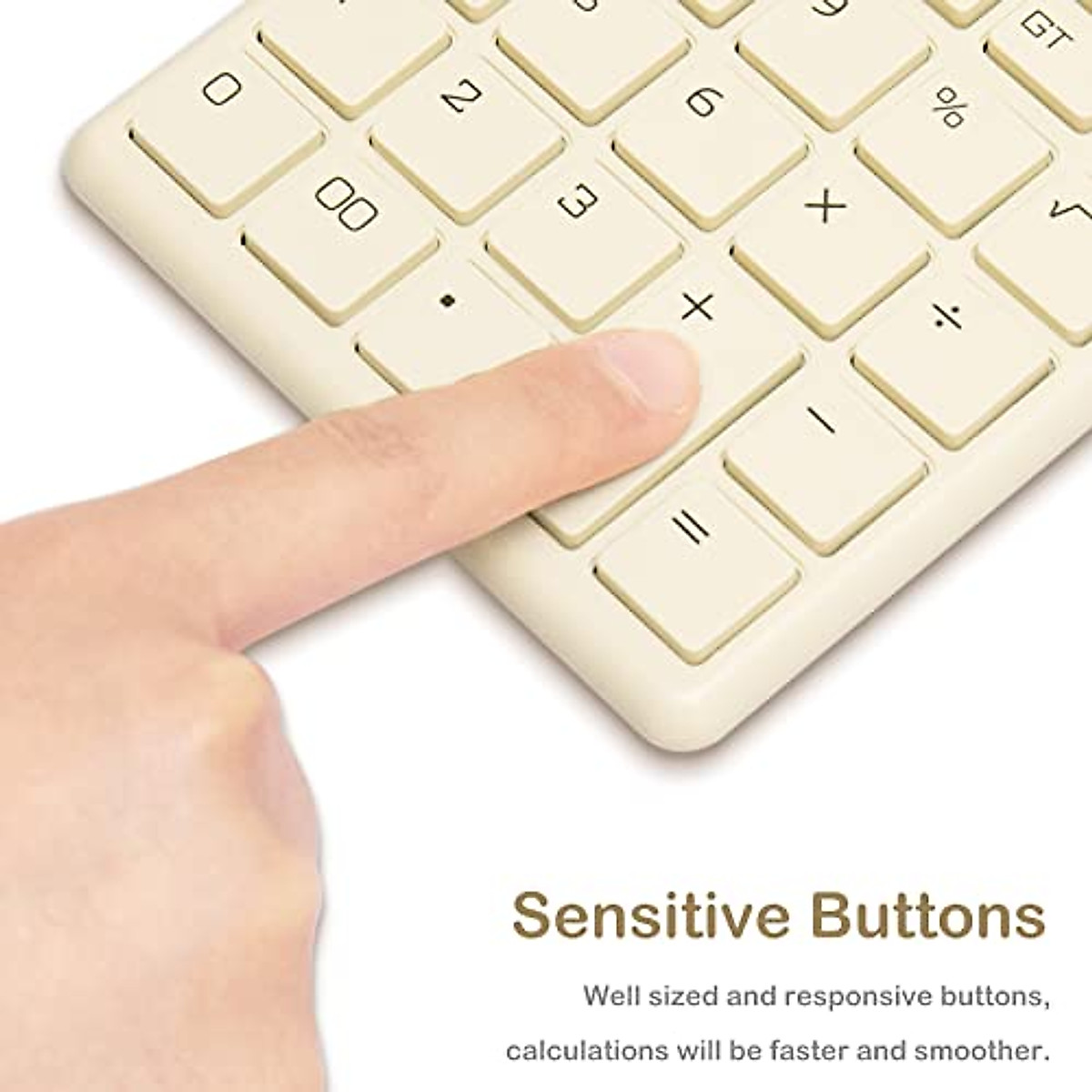 Calculators Desktop, Large Display Solar and Battery Power, Aesthetic Office Supplies, 12 Digit Small Basic Standard Functional Desk Calculator Cute for Office, Home, School (Beige)