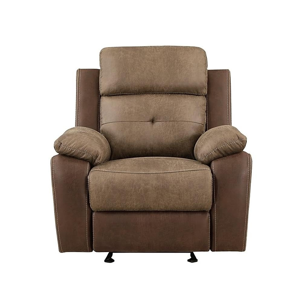 Lexicon Glendale Polished Microfiber Glider Manual Reclining Chair in Brown
