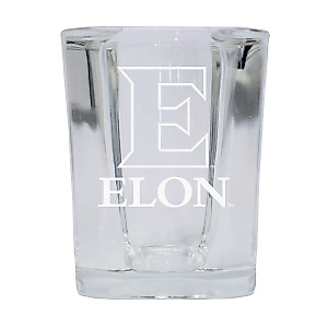 Elon University 2 Ounce Square Shot Glass laser etched logo Design 2-Pack