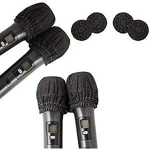 140 Pieces Disposable Microphone Cover Non-Woven Microphone Cover Windscreen Mic Cover Protective Cap for KTV Recording Room News Gathering, 3 Inch (Black)