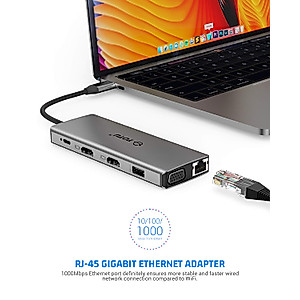 USB C Hub, TOTU 13-in-1 Type C Hub with Ethernet, 4K USB C to 2 HDMI, VGA, 2 USB 3.0, 2 USB 2.0, 100W PD, SD/TF Cards Reader, Mic/Audio Docking Station for MacBook Pro Air XPS and Other USB-C Laptops