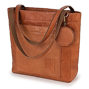 BERLINER BAGS Vintage Leather Tote Bag Seville, Large Shopper for Women - Brown