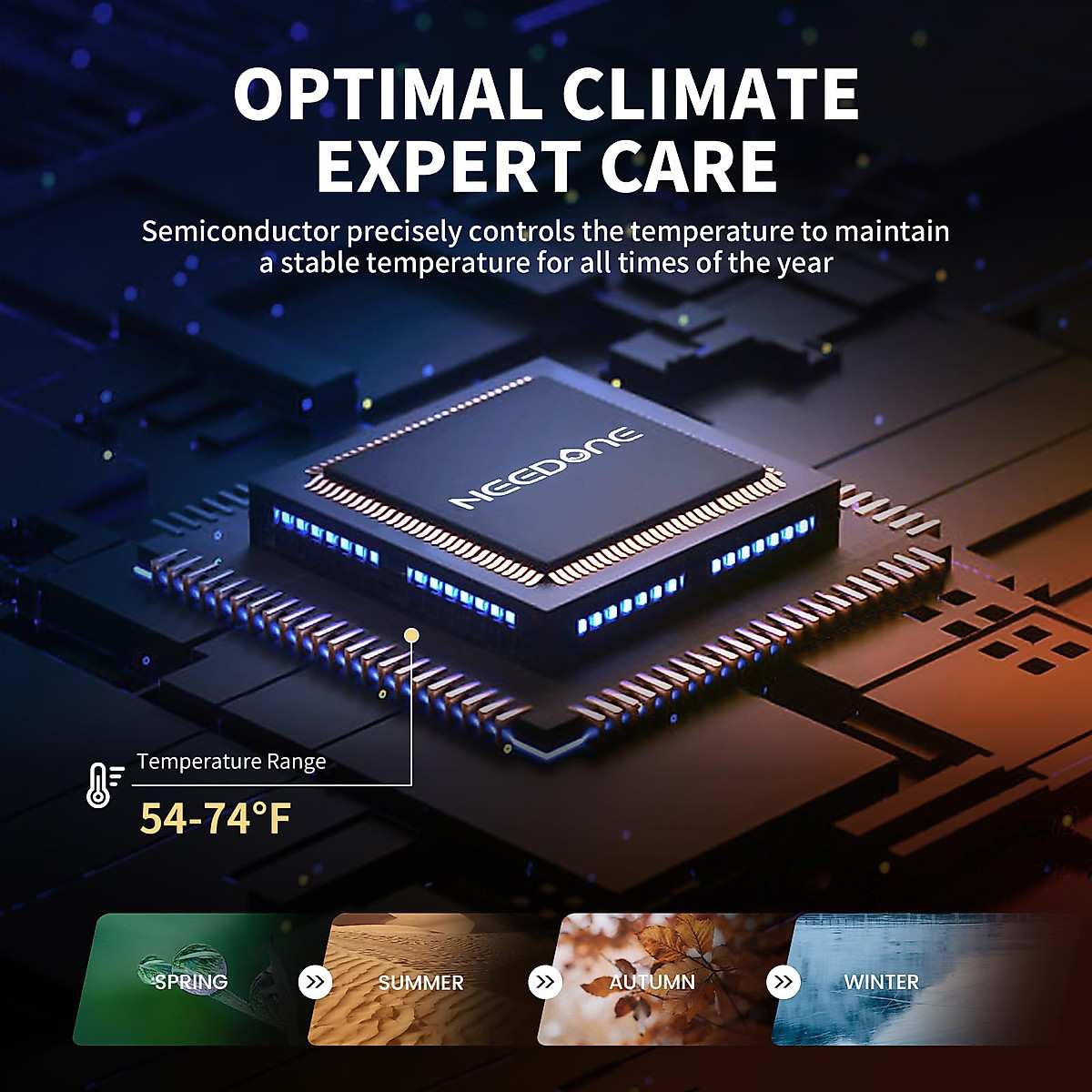 NEEDONE Humidor 23L with Cooling and Heating Temperature Control System, Electric Cooler for 150 Counts with Digital Hygrometer, Made with Spanish Cedar Wood, Gift for Men, 3 Layers