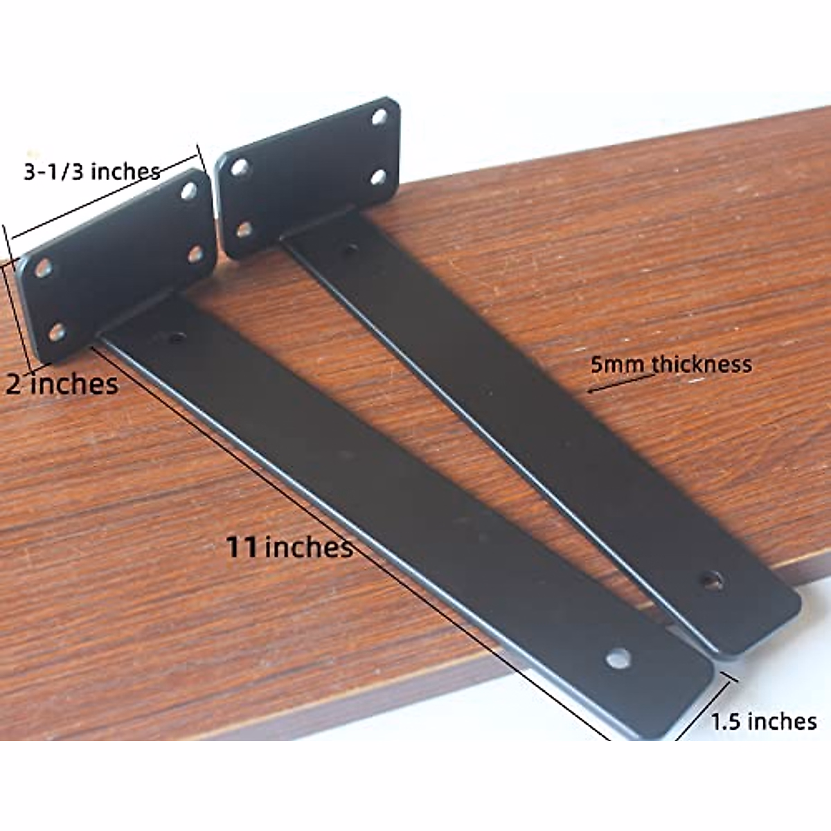 8 Pack - 11 inch Black Hidden L Shelf Bracket (1/5 Inch Thicked) Iron Shelf Brackets, Metal Shelf Bracket, Industrial Shelf Bracket, Modern Shelf Bracket, Metal L Brackets for Shelves Support